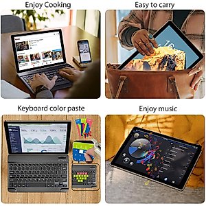 2023 Newest Tablet with Keyboard 10 Inch, Android Tablet Newest Octa-core Processor, 64GB ROM + 4GB RAM Storage, 256GB Expandable, 2 in 1 Tablet with Dual WiFi network, 1920x1200 HD Display -Gold
