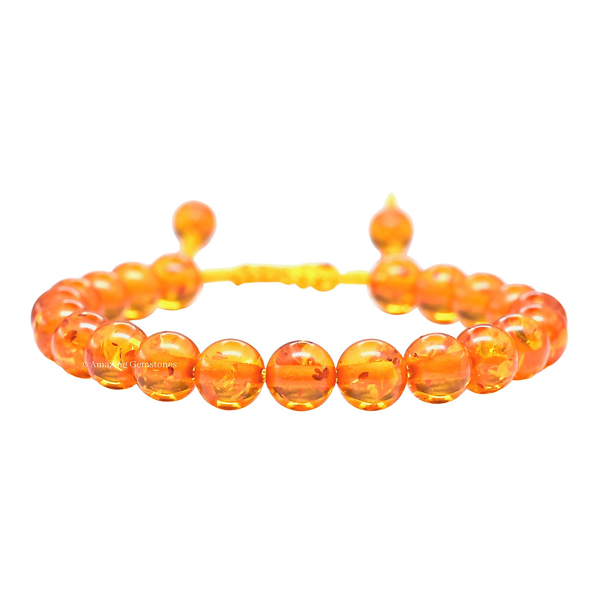 Amber Gemstone Crystal Bracelet for Men Women, Manmade Stretchable Stress Relief Bracelet Pulseras Para Hombres Mujer Stocking Stuffers (Pack of 1, 8mm Healing Stone Beads)
