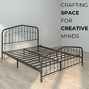 AMBEE21 Golden Gate Beds Washington Full Size Silver Iron Bed Frame with Headboard Footboard Wrought Iron Heavy Duty Metal Platform Foundation Farmhouse Victorian Style 800 lbs Capacity CastleBeds