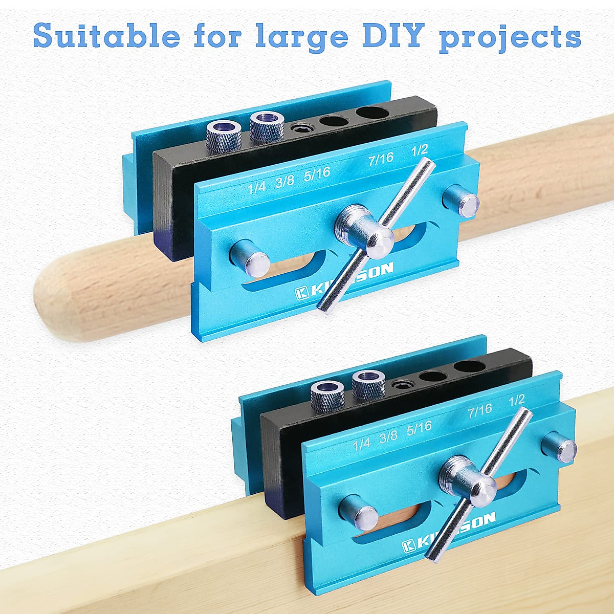 Kingson Self Centering Dowel Jig, Wood Doweling Hole Drill Guide Tool with Step Drill Guide Bushings Set, Woodworking Joints Tools for DIY Project