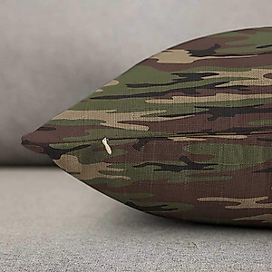 HOSNYE Army Camouflage Throw Pillow Cushion Covers Hunting Camo Green Hunter Decorative Square Accent Pillow Case 18 x18 inch