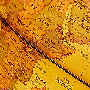 geographic globe Vintage 9.8 Inch Diameter World Globe Antique Desktop Globes Illuminated World Globe With Wooden Stand Built In LED For Kids world globe gift (World Globe) (World