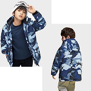 UMMTOM Boys Waterproof Ski Jacket Fleece Lined Warm Winter Snow Coat Hooded Winter Jacket for Kids(Indigo Sea,6-7)