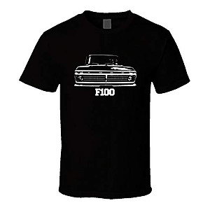 CarGeekTees 1976 F100 Pickup Truck Grill View with Model Name Black T Shirt XL Black