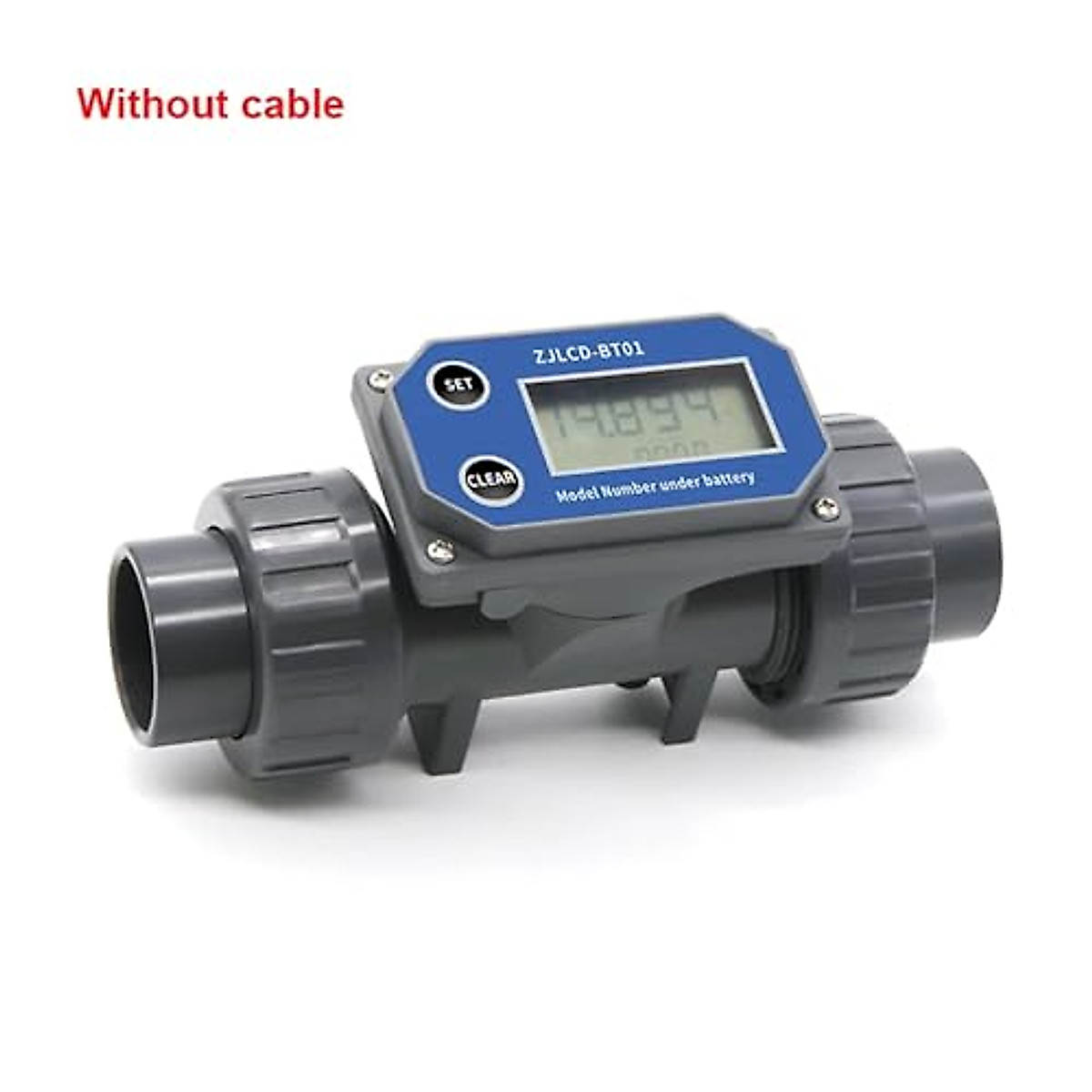 DN25-80 Turbine Flow Meter Electronic LCD Digital Display Flowmeter ZJLCD-BT01 PVC Pipe Liquid Water for Farm/Garden Irrigation(DN40,with Cable)