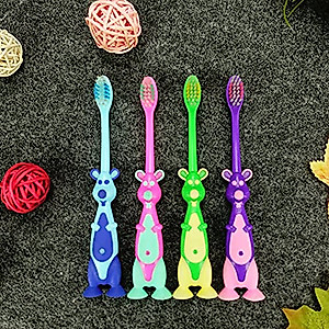 Kiminors, dobrygalpe 4 Pcs Cartoon Kangaroo Small Head Children Toothbrush With Extra Soft Bristles,Colorful, 40 x 100 x 80 MM
