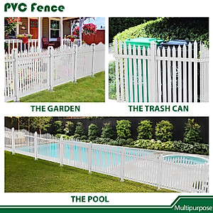 Goleray Garden Fence Decorative Vinyl Picket 1Set Contain 2Panels, 34.6" Hx 84" W PVC White Plastic Barrier Fencing for Outdoor Porch Patio Front Door Pool(34 Pickets, Scalloped)