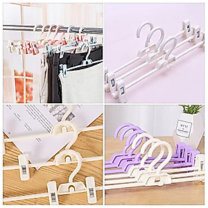 OUNONA Multifunction Space- Clothes Drying Saving Plastic White Space Hook Clip Adjustable Creative Rack Swivel Slip Pant Durable Clothing Stackable Slacks Hangers with Beige Tier On