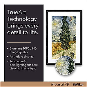 Netgear Meural Canvas II Bundle – 27" HD Digital Canvas (19X29) Black Frame with Swivel Mount & Annual Membership Card (MC327BLS)