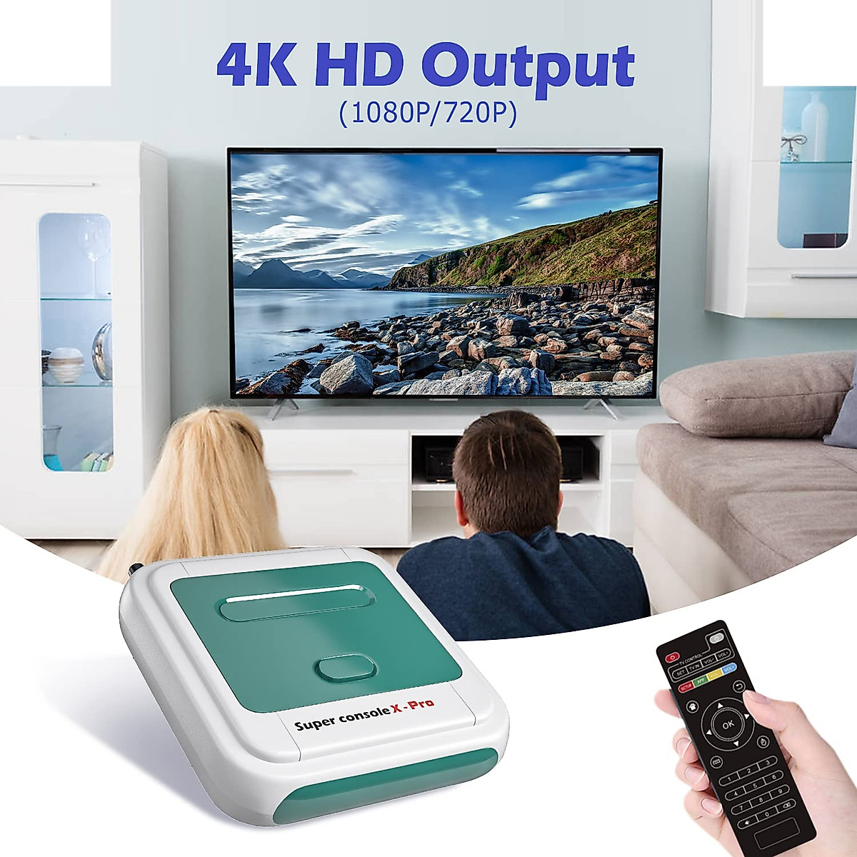 Kinhank Retro Video Game Consoles,Super Console X Pro Built-in 41,000+ Games,Compatible with 52+ Emulators,Gaming System for 4K TV HD/AV Output,WiFi/LAN,with Dual 2.4G Wireless Gamepads