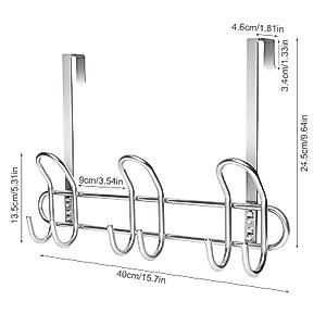 horkmous Over The Door Hooks, Behind Door Coat Hangers for Hanging Heavy Robes, Towels, Clothing, etc. Aesthetic Design Over Door Coat Rack, Coat Hooks, Towel Hangers for Bathroom, Silver