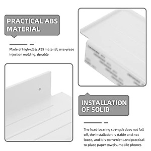 HANABASS Plastic Floating Wall Shelves Small Stick on Wall Mounted Phone Shelf Wonder Holder Wipes Rack Smart Speaker Shelf for Bathroom, Kitchen