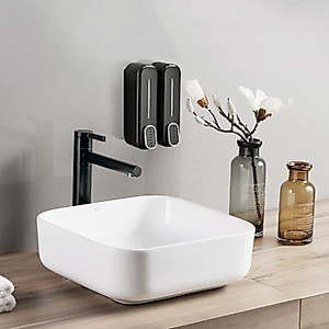 Wall Mounted Soap Dispenser 300ml Drill Free with Adhesive Manual Liquid Hand Soap Box Shower Shampoo Conditioner Dispenser for Toilet Bathroom Hotel Kitchen(Black)