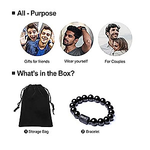 SX Commerce Natural Obsidian Stone Bead Bracelet Couple Men 10mm and Women 8mm Dragon and Phoenix Totem Jewelry (Dragon)