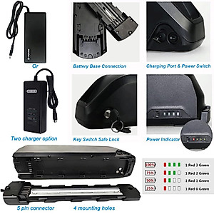 BAFANG Electric Bike Battery 48V 52V 13Ah 17.5Ah 20Ah Ebike Lithium Ion Battery with Charger and Key 500W 750W 1000W 1500W Motor AW and Other Motors