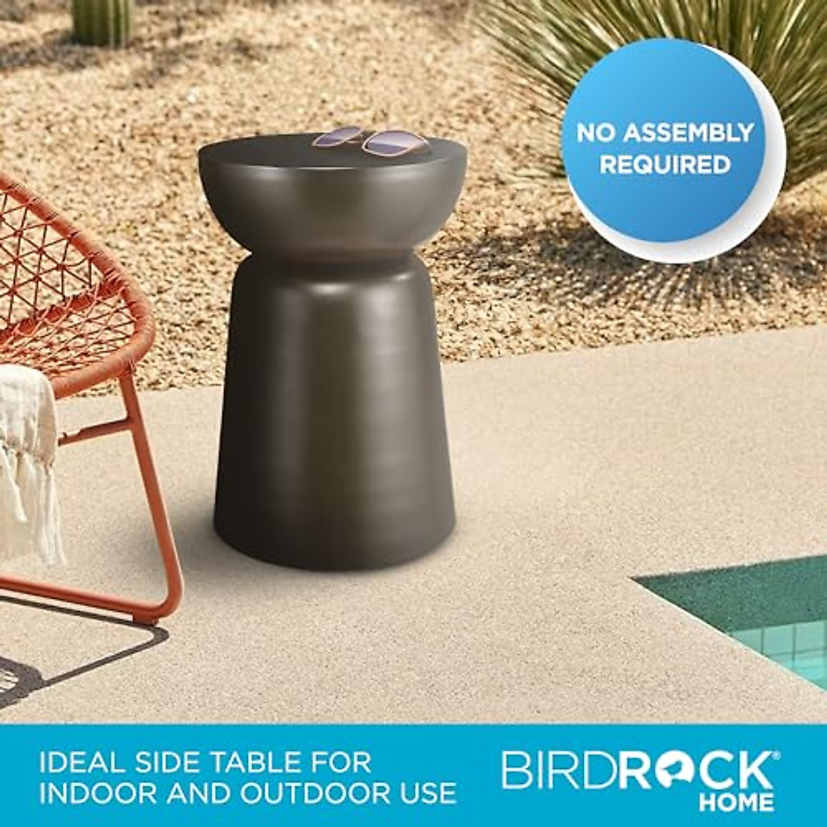 BIRDROCK HOME Metal Decorative Garden Stool and Outdoor Accent Side Table - Modern Industrial Round End Table for Home Furniture, Porch, Patio Decor, Garden, Deck - Dark Antique Bronze, 14" H x 14" D
