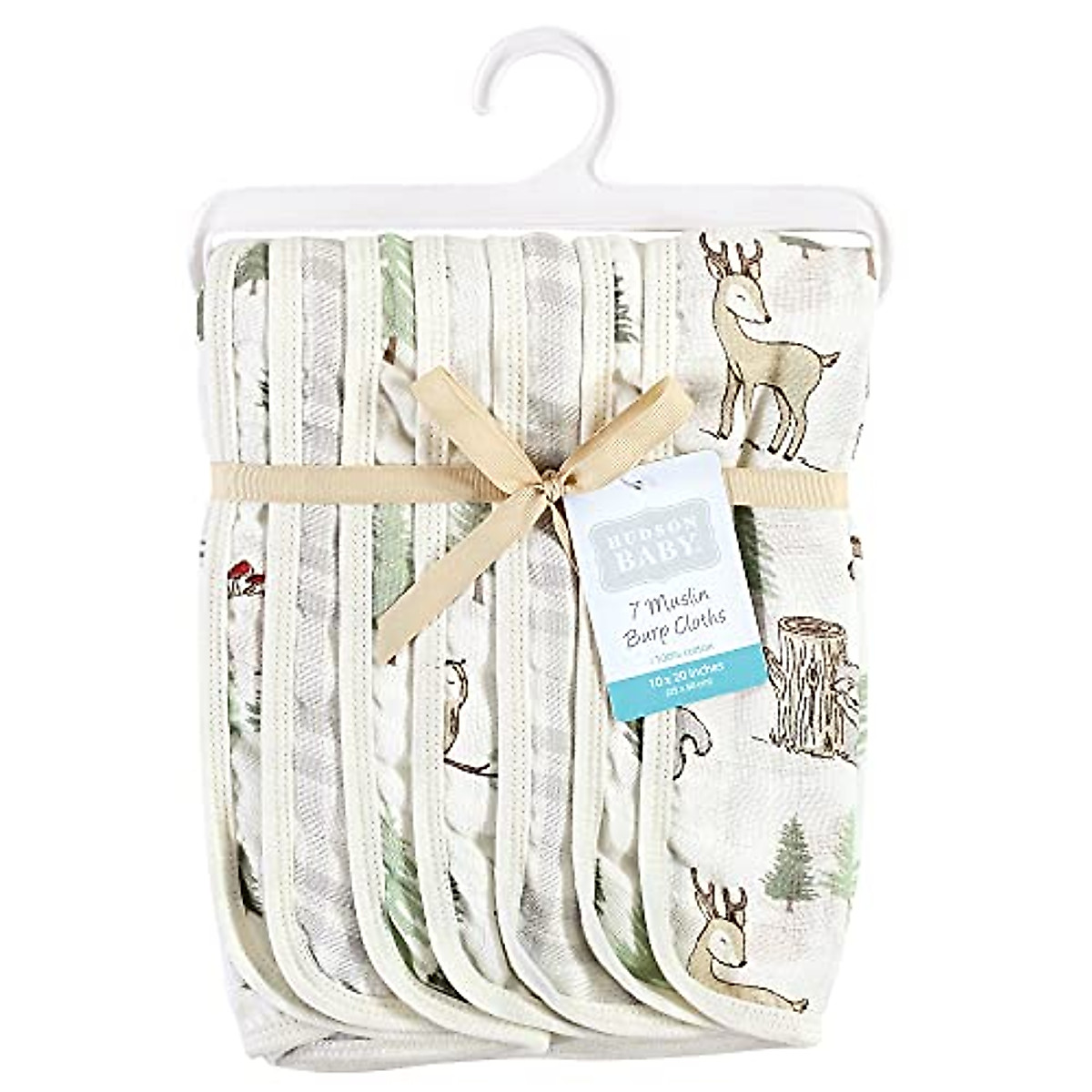Hudson Baby Unisex Baby Muslin Burp Cloth 7pk, Forest Animals, One Size