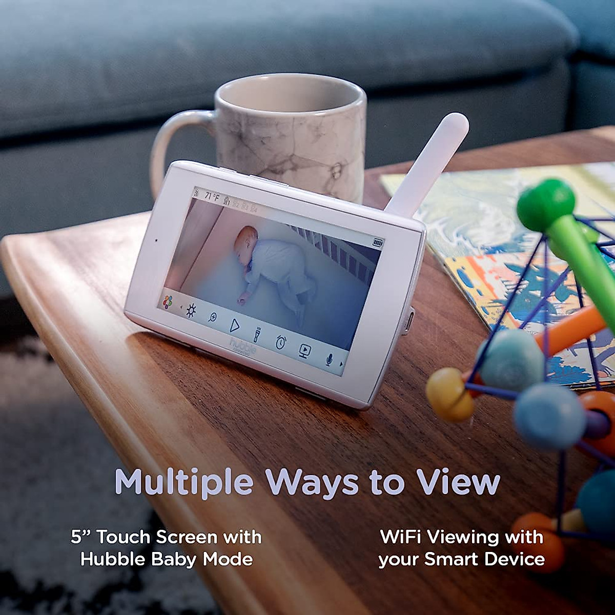 HUBBLE CONNECTED Nursery Pal Crib Edition – Smart Video Baby Monitor with 5" Touch Screen Display and Wi-Fi Connectivity, 7-Color Night Light and Sleep Trainer