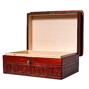 Artisan Owl Polish Heritage Handmade Extra-Large Elegant Slightly Rounded 10 1/2" Wooden Box with Lock and Key for Keepsakes, Love Letters, Jewelry, and Specialty Items