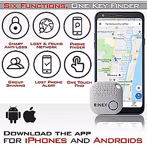Bluetooth Key Finder – Key Locator Device with App, Siri Compatibility, & Extra Battery – Anti-Lost Keychain Tracker Device for Phone by Rinex- 2 Pack & Green and White