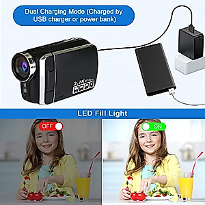 Heegomn Video Camera Camcorder 2.7K 36MP Video Recorder Camera Vlogging Camera for YouTube TikTok Digital Camera Recorder Kids Camcorder with 2.8" LCD Screen,8X Digital Zoom for Teens Beginners