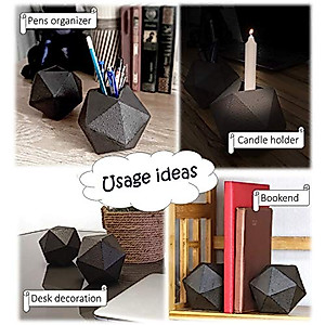 Ambipolar Geometric Decorative Ball Shaped Bookends, Modern Cast Iron Black Bookends for Office Desk, Book Shelf, Room Decor, Home Office, Book Stand or Organizer, Set of 2. Antique Black