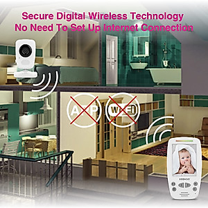 Axvue Video Baby Monitor, Slim Handheld, Non-Slip Design, 2.8" Vertical Screen Monitor & 2 Camera, Range up to 1000ft, 18 Hour Battery Life, 2-Way Talk, Night Vision, Temperature Monitor, No WiFi.