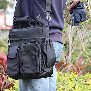 Crossbody Messenger Bag Men Waterproof Shoulder Business Work Bag Nylon with Headphone Port
