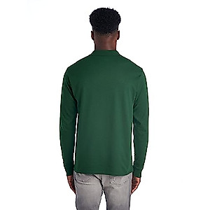 Jerzees Men's SpotShield Stain Resistant Polo Shirts (Short & Long, Long Sleeve-Forest Green, Large
