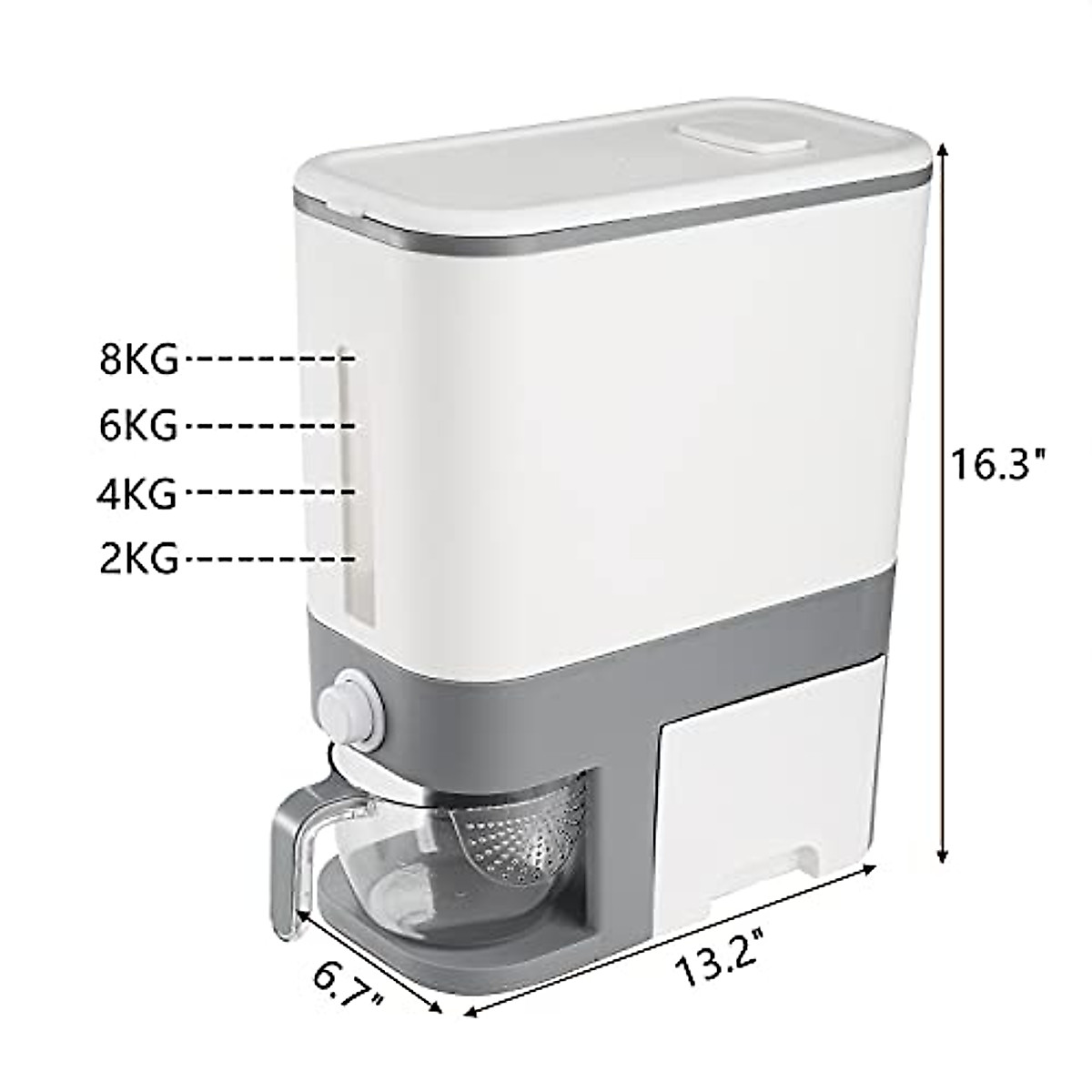 ZEAYEA 25 Lbs Rice Dispenser, Large Grain Storage Container with Lid and Measuring Cup, Household Cereal Food Dispenser Rice Bucket for Kitchen Pantry Soybean Corn Dry Food Organization
