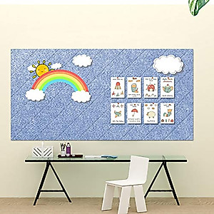 Chute Felt Wall Stickers, DIY self-Adhesive Photo Wall Bulletin Board Message Board, with a Box of thumbtacks (47.2x23.6 in)