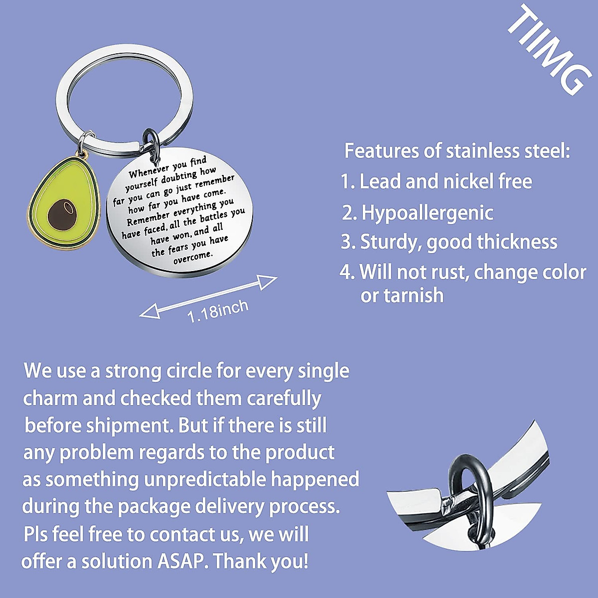 TIIMG Avocado Inspirational Quote Keychain Avoacdo Lover Jewelry Avocado Girl Fruit Gift (avocado whenever)