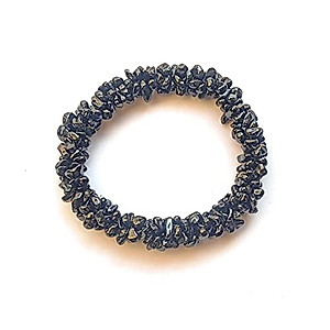 Natural Black Spinel Nuggets Chips Rope Stretchable bracelet, Spinel Nuggets Chips Braided, 7 Inch, Adjustable (2)