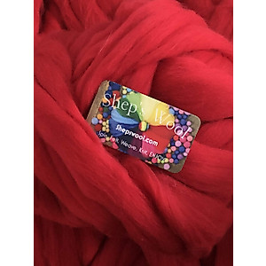 Red Wool Roving, Shep's Wool, Red Roving, Red Spin Wool, Red Felting, Craft Wool, Roving (8 oz)