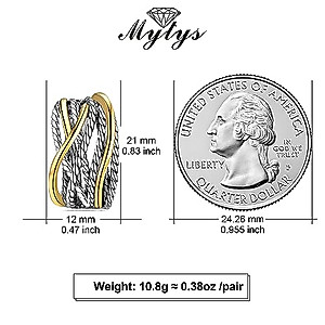 Mytys Two Tone Earrings for Women Gold and Silver Rose Gold Crossover Half Hoop Statement Designer Stud Earrings (delicate gold & silver)