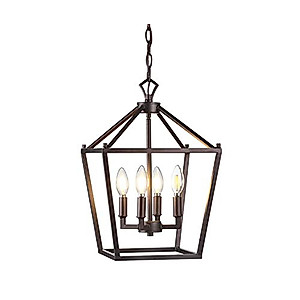 JONATHAN Y JYL7436A Pagoda Lantern Dimmable Adjustable Metal LED Pendant Classic Traditional Dining Room Living Room Kitchen Foyer Bedroom Hallway, 12 in, Oil Rubbed Bronze