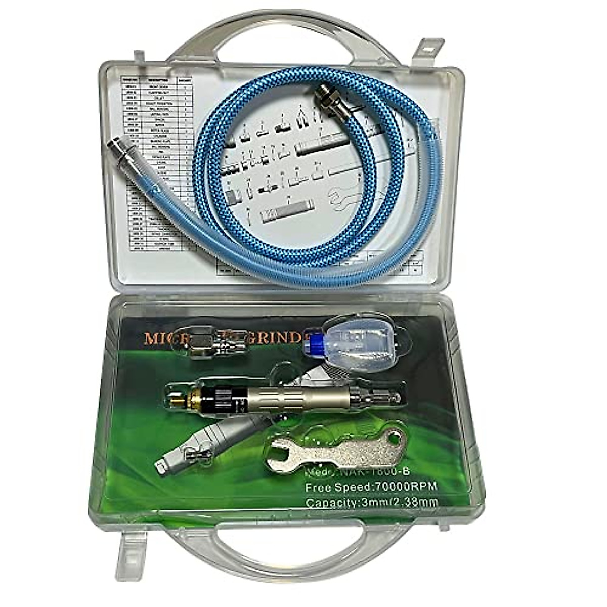 VOTOER 1/8" (3mm) and 3/32" (2.38mm) Pneumatic Air Micro Die Grinder Polishing Tool Kit, 3mm Chuck Pencil Type Rotary Engraving Cutting Grinding Tool Set, 70000RPM