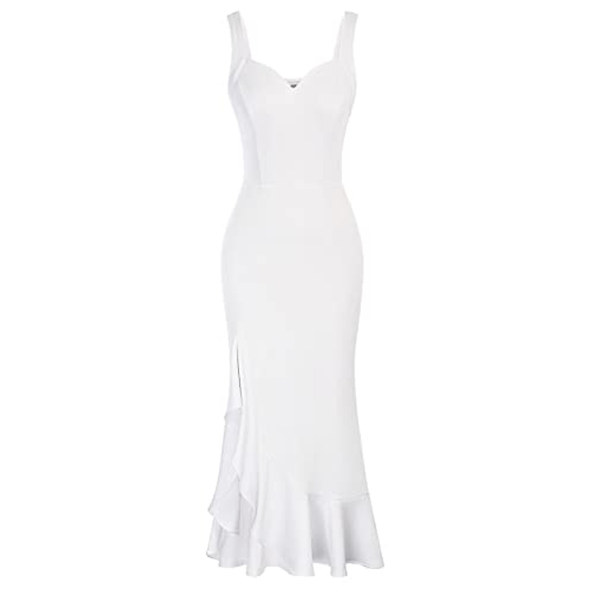 GRACE KARIN Women's Formal Dress Sweetheart Neck Split Bodycon Mermaid Evening Cocktail Long Dresses White 2XL