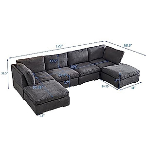 Oversized Modular Sectional Sofa Set,Extra Large U Shaped Convertible Couch with Reversible Chaise and Movable Ottoman,Free Combination Symmetrical Sofa&Couches Bed for Living Room Office