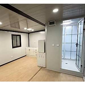 20FT Tiny House to Live in, Portable Prefab House with 2 Bedroom,1 Fully Equipped Bathroom and Kitchen, Prefabricated Container House for Adult Living, Foldable Mobile Home with Steel Frame