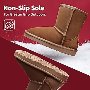 DREAM PAIRS Girls Boys Boots Kids Faux Fur Lined Winter Mid Calf Snow Boots Shorty-K Chestnut Size 13 Little Kid