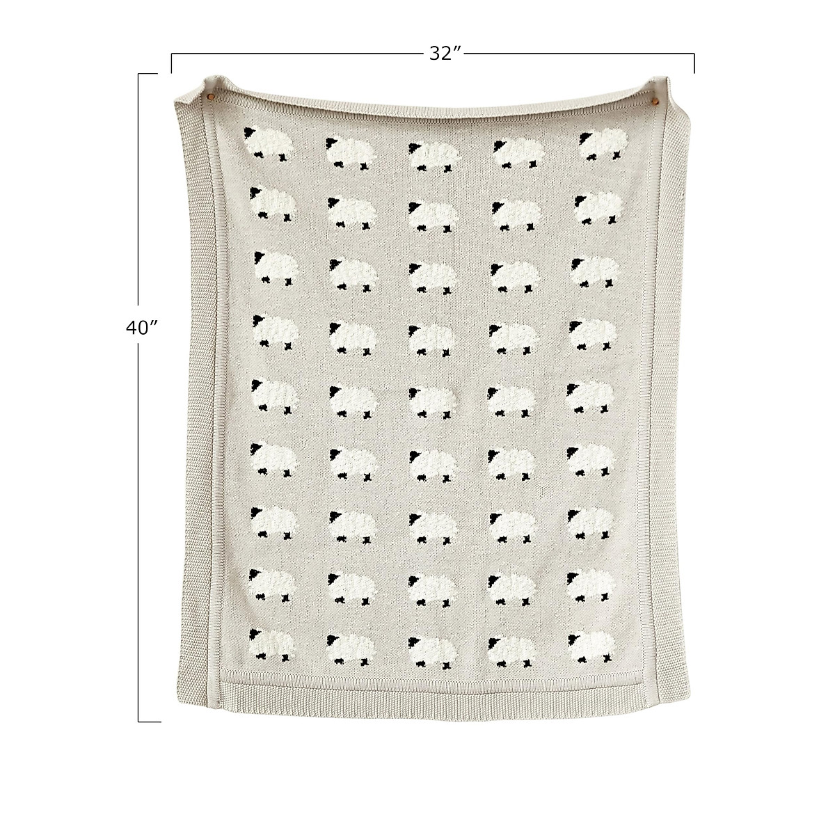 Creative Co-Op Grey Cotton Knit Sheep Blanket