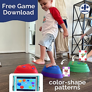 IMAGYM Stepping Stones for Kids Balance Set of 6 Stackable River Stones for Kids Toddler Balance Beam Balance Toys for Kids - Obstacle course for kids - Outdoor Toys for kids ages 3-5 Balance Pods