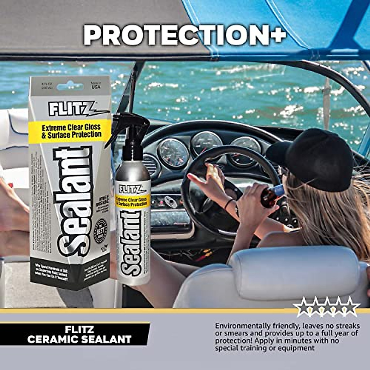 Flitz Ceramic Spray Sealant and Paint Protectant: Shine, Protect + Seal Clear Coat, Plastic,1 Application Lasts up to 12 Months, Made in USA