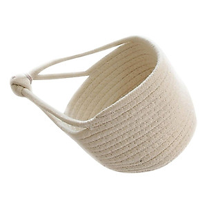 IMIKEYA Wall Hanging Rope Storage Basket Cotton Rope Wall Basket Small Hanging Basket Storage Basket Baby Nursery Organizer Bin for Clothes Toy Keys