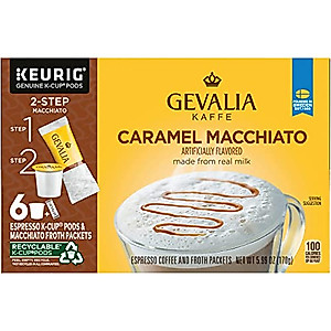 GEVALIA Caramel Macchiato Latte Coffee, K-CUP Pods, 5.98 oz, (18 Count,Pack - 3)