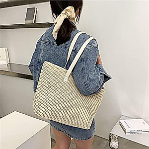 Summer Straw Bag Women Large Capacity Weave Totes Bag Handmade Rattan Beach Bag Vacation Lady Straw Shoulder Bag Pouch-1