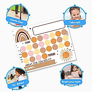 Boho Rainbow Chore Chart for Kids，Boho Sunshine Magnetic Reward Chart for Kids Behavior, Good Responsibility Chart, Chore Chart for One Child - 8 x 10 inch