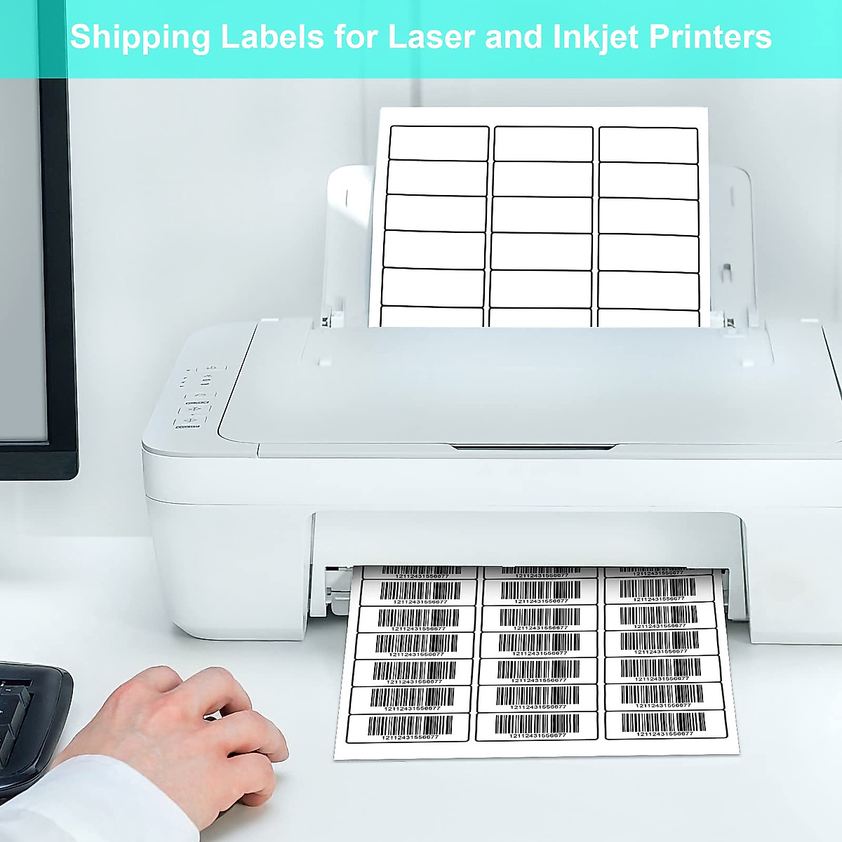 1" X 2-5/8" Address Labels 30 Per Sheet Sticker Paper for Laser and Inkjet Printers, 8.5"×11" White- 3000 Labels