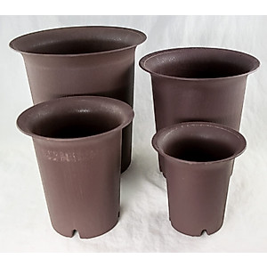 Calibonsai 4 Mix Round Cascade Plastic Bonsai / Succulent Pot & Orchid Planter 4.25 inch , 5.25 inch , 6.5 inch , 7.75 inch - Tan Color